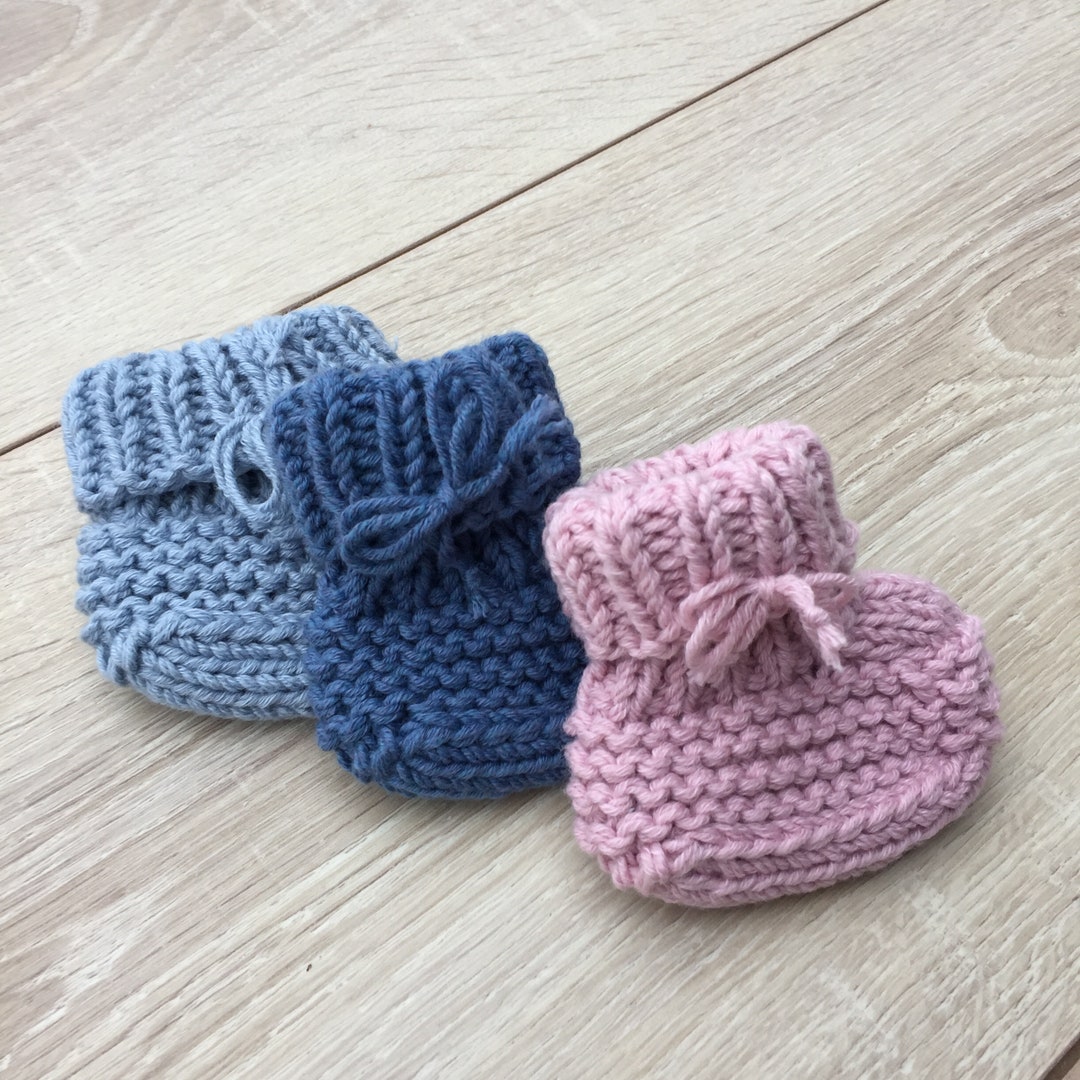 Hand Knitted Wool Newborn Booties, Baby Girl Booties, Baby Shower Gift ...