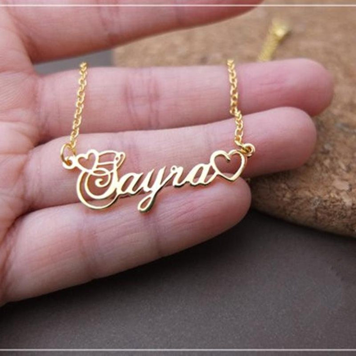 Personalized Name And Heart Pendant Etsy