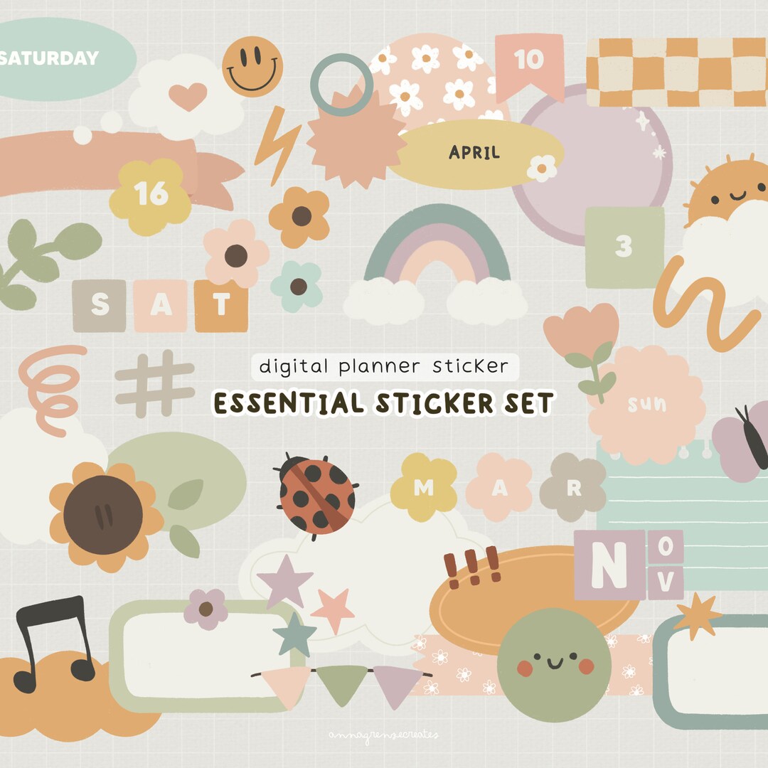 Digital Essential Planner Stickers, Essential Goodnotes Stickers ...