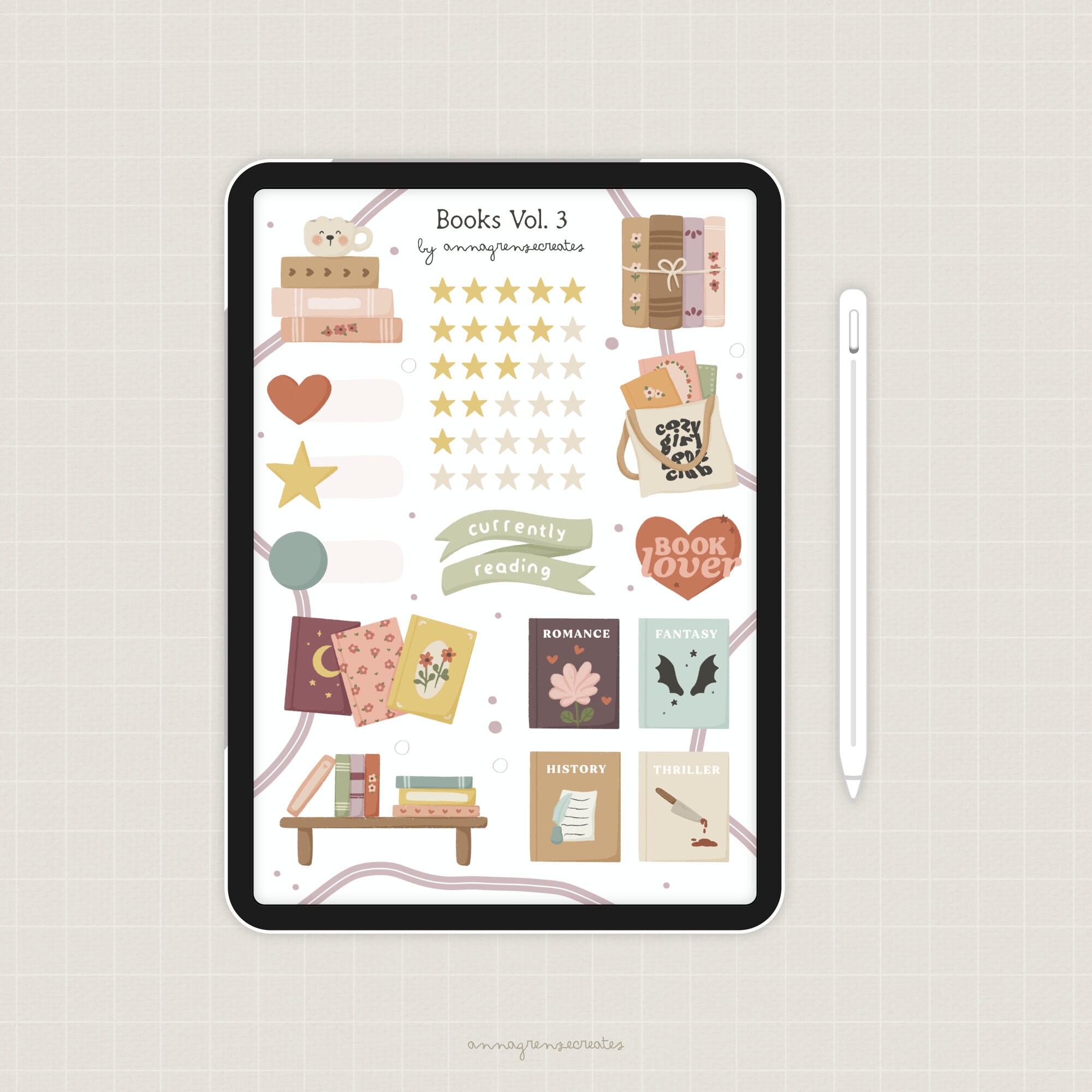 Books Digital Stickers, Goodnotes Stickers, Printable Sticker Sheet ...