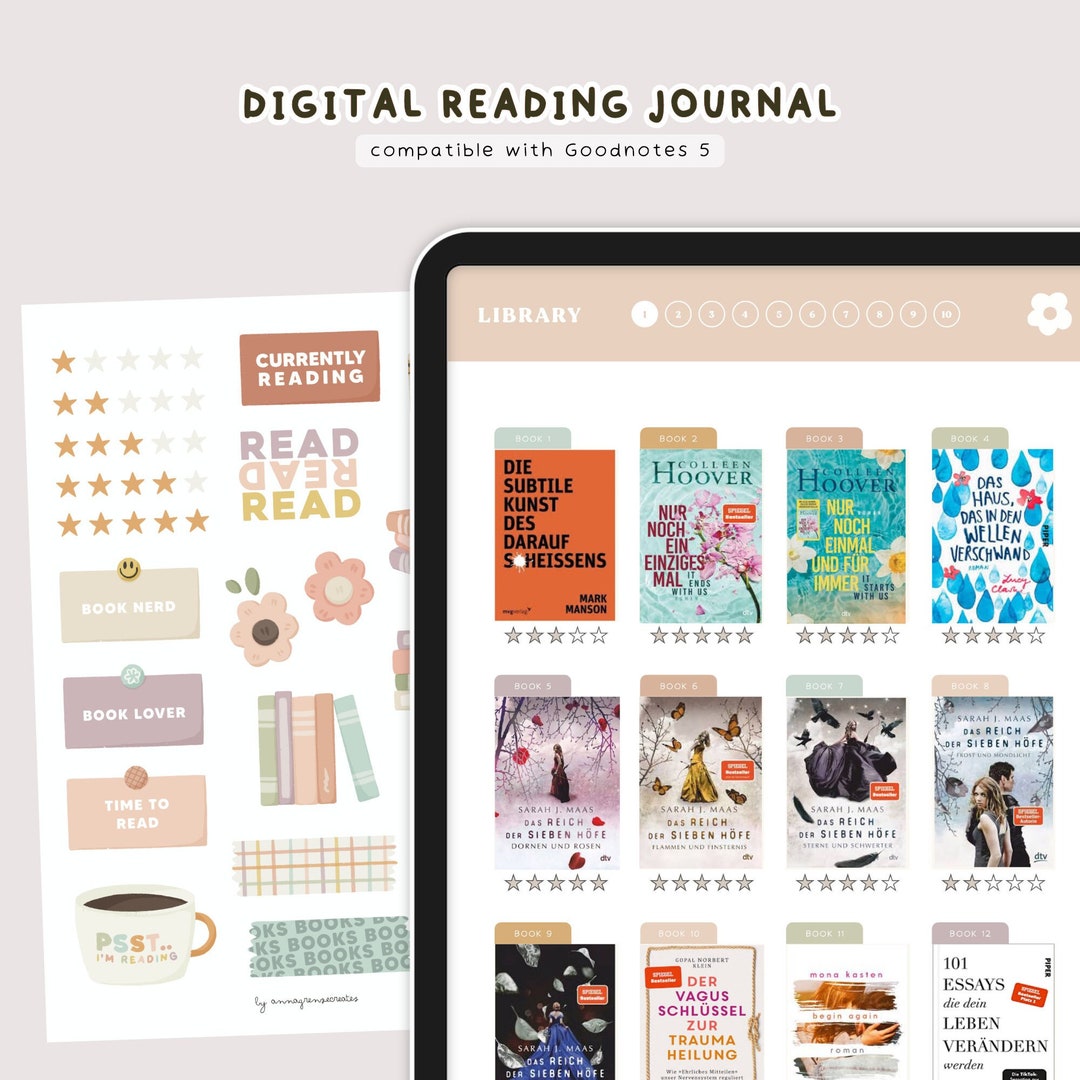 Digital Reading Journal Goodnotes Planner Book Journal - Etsy