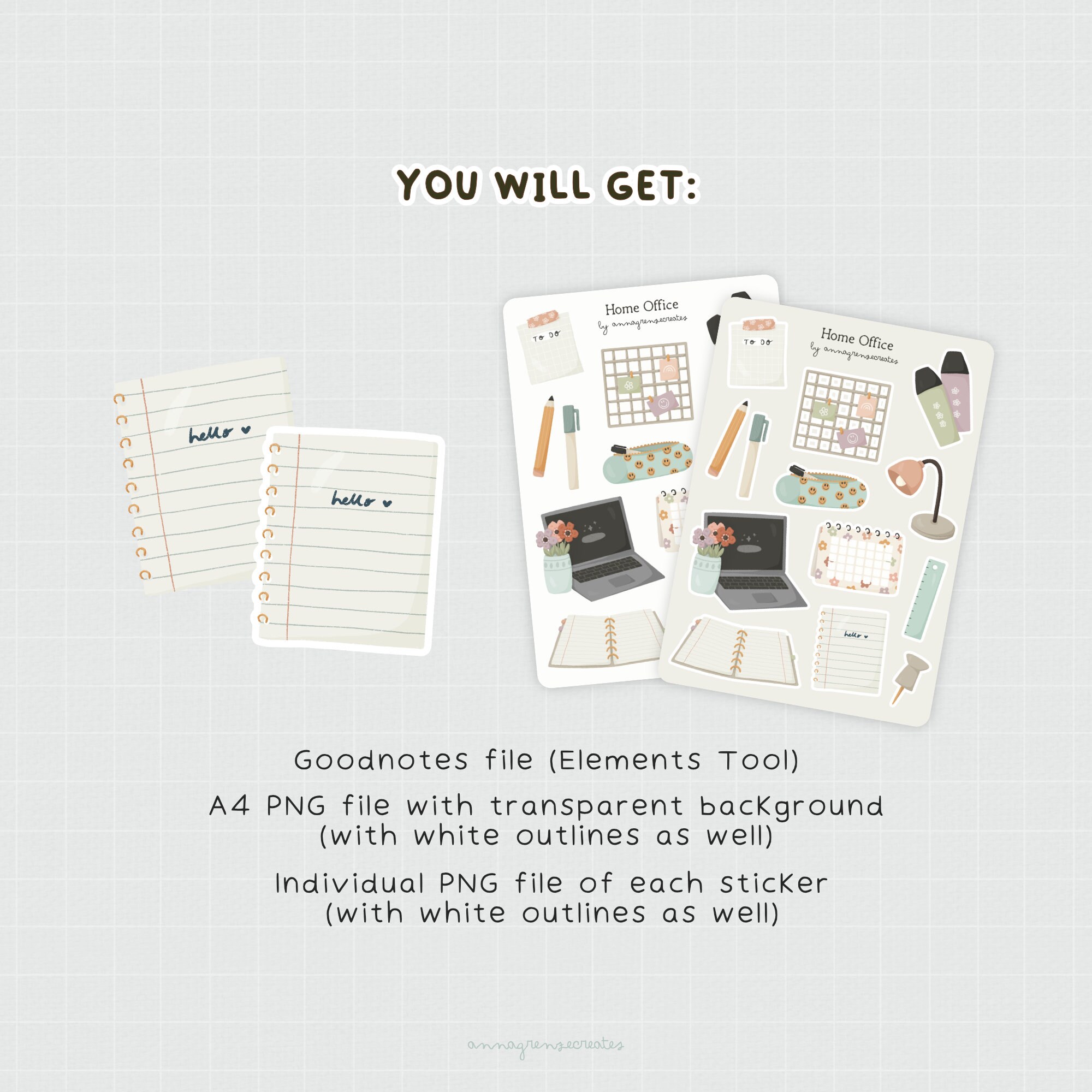 Home Office Digital Stickers, Home Office Goodnotes Stickers, Printable ...