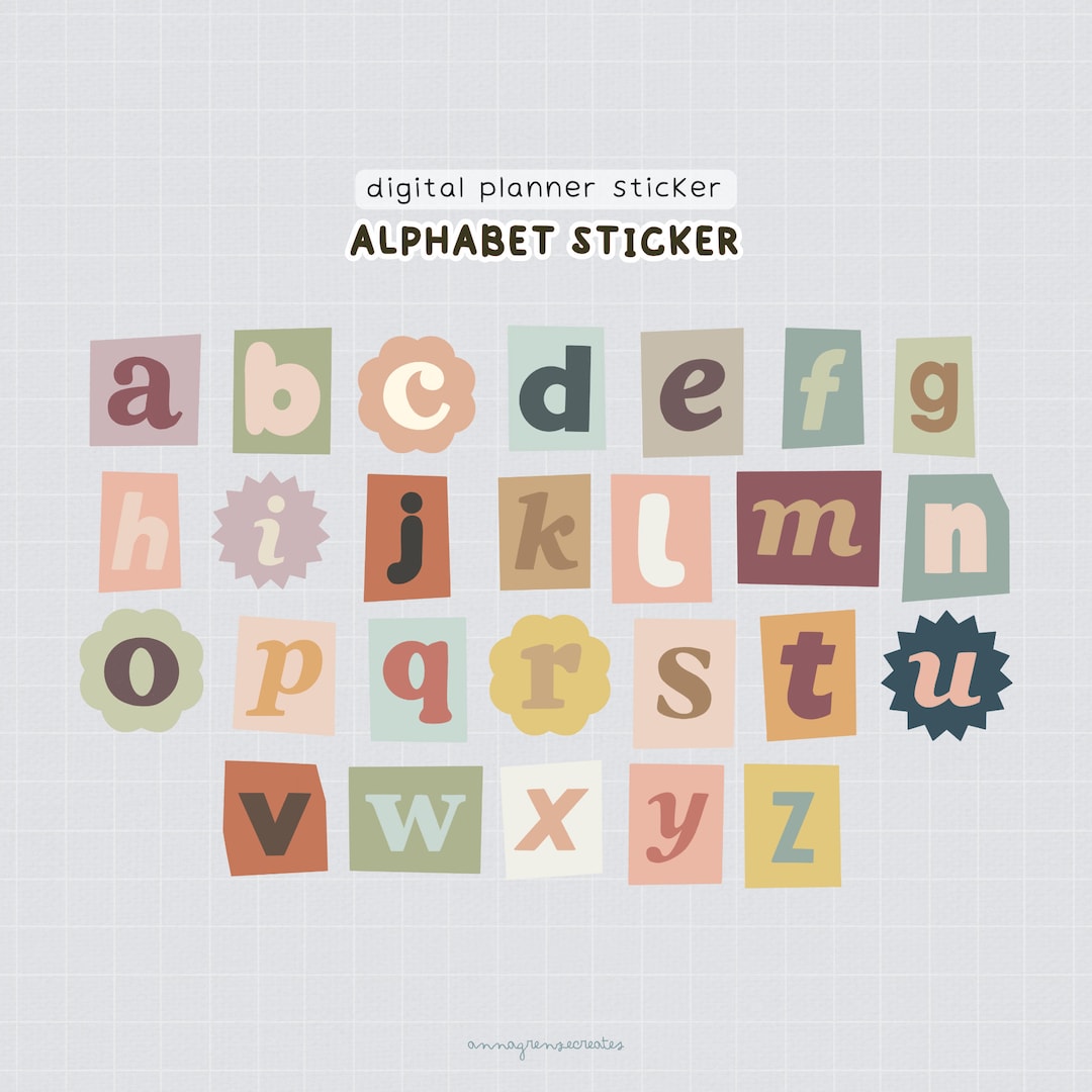 Digital Alphabet Stickers, Scrabook Alphabet Goodnotes Stickers ...