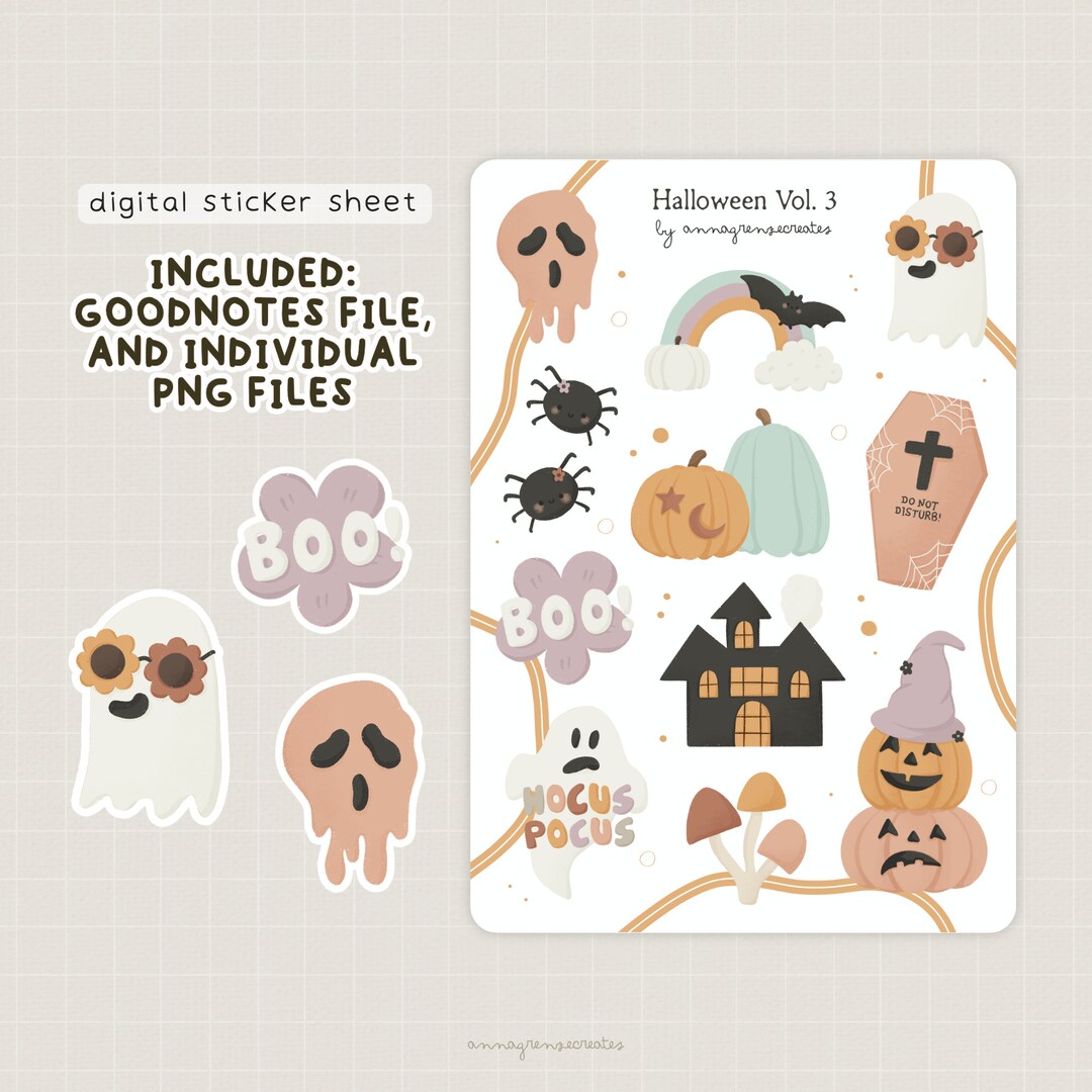Halloween Digital Sticker Fall Goodnotes Sticker Printable - Etsy