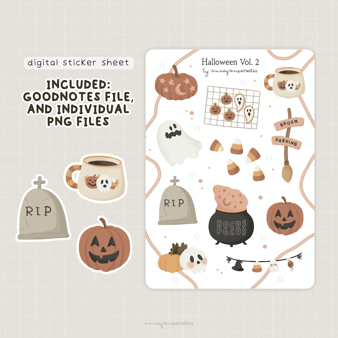 Halloween Digital Sticker, Fall Goodnotes Sticker, Printable Sticker ...