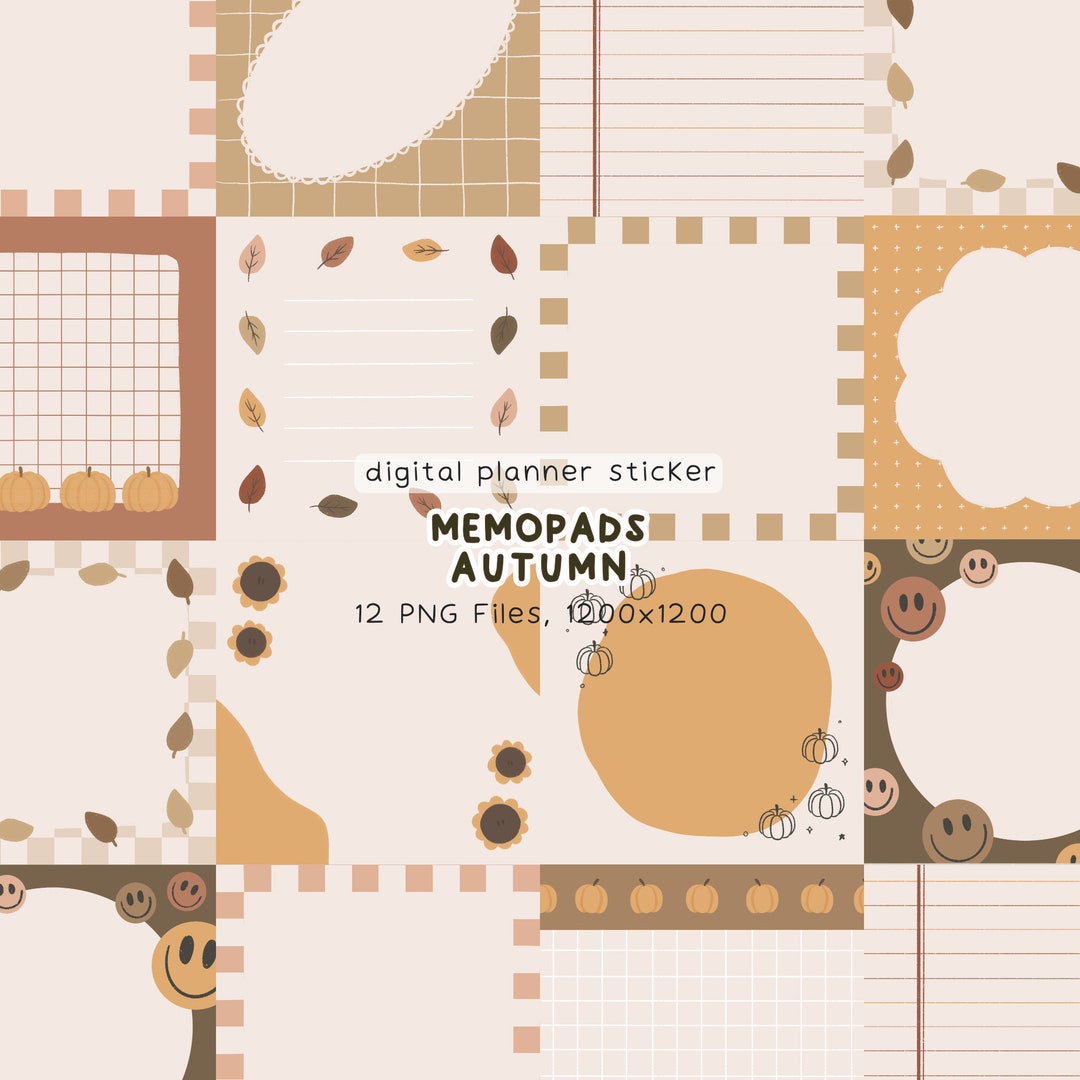 Digital Memo Pad Stickers Fall, Autumn Goodnotes Stickers, Digital ...