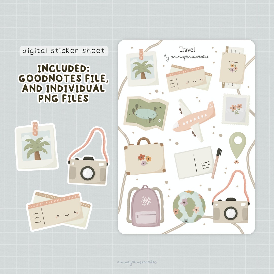 Travel Digital Stickers Vacation Goodnotes Sticker Printable - Etsy