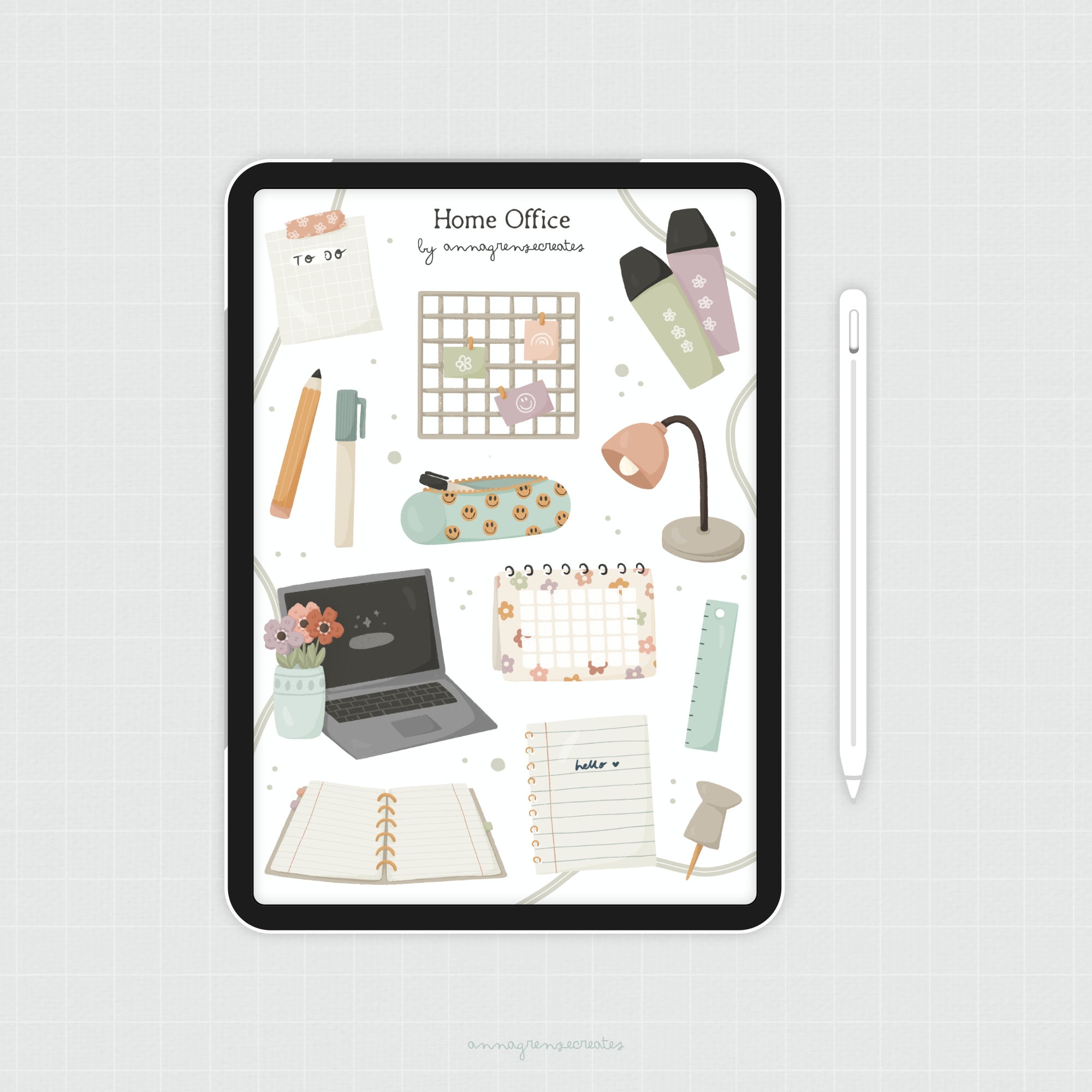 Home Office Digital Stickers, Home Office Goodnotes Stickers, Printable ...