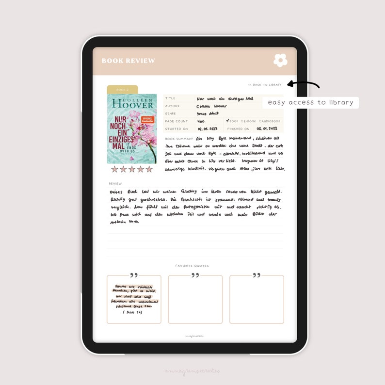 Digital Reading Journal, Goodnotes Planner, Book Journal, Digital ...
