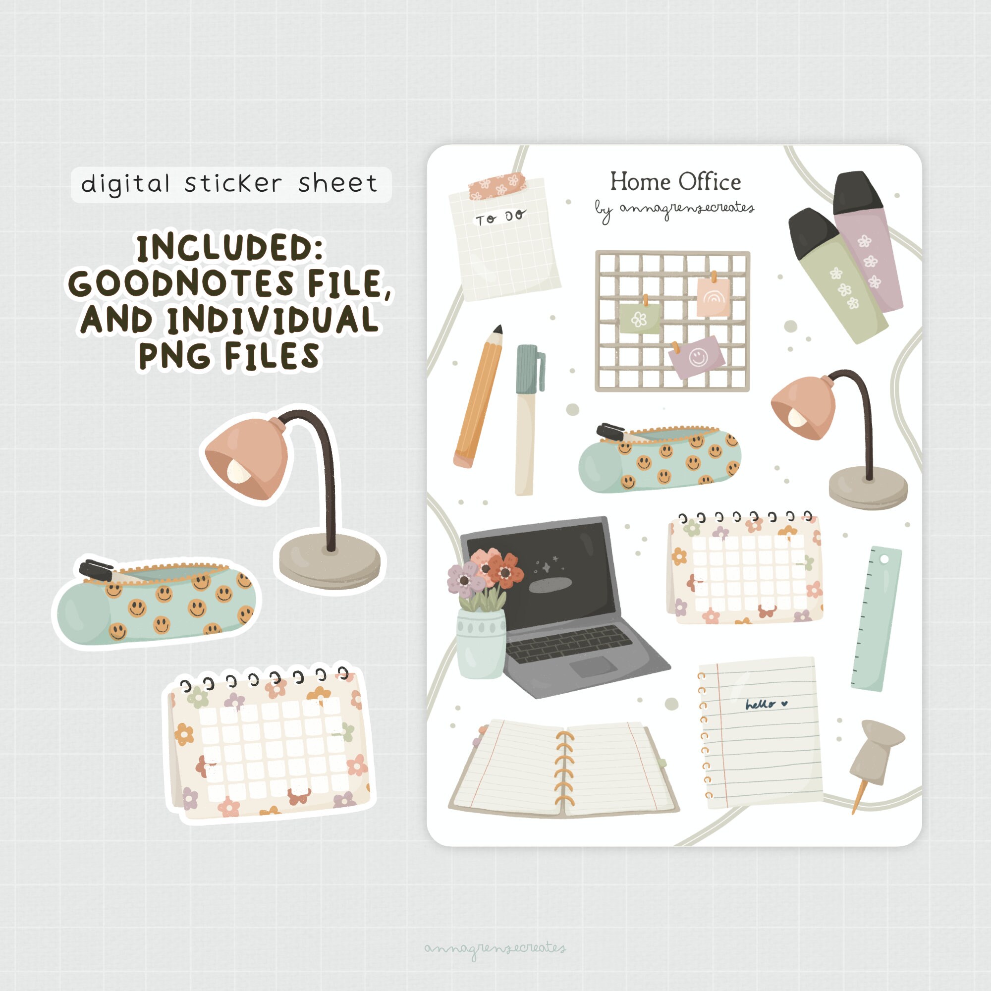 Home Office Digital Stickers, Home Office Goodnotes Stickers, Printable ...