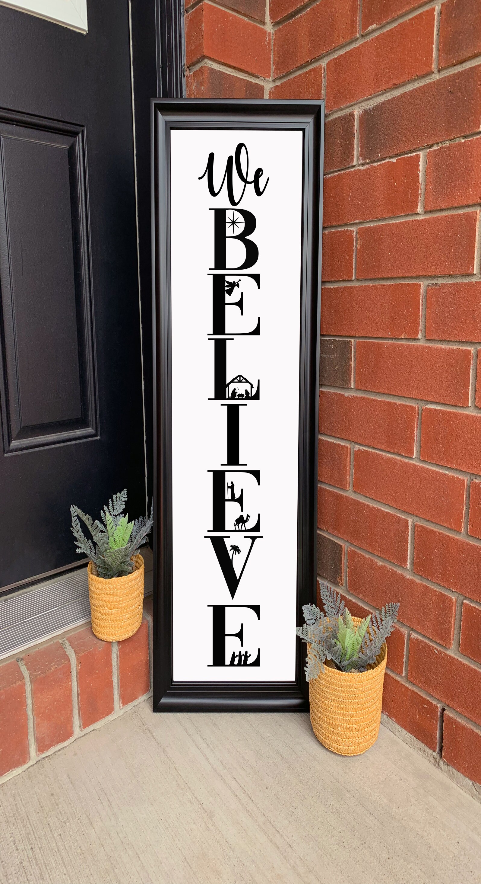 Christmas Nativity We Believe Porch Sign SVG, Wood Sign Design, Cricut ...