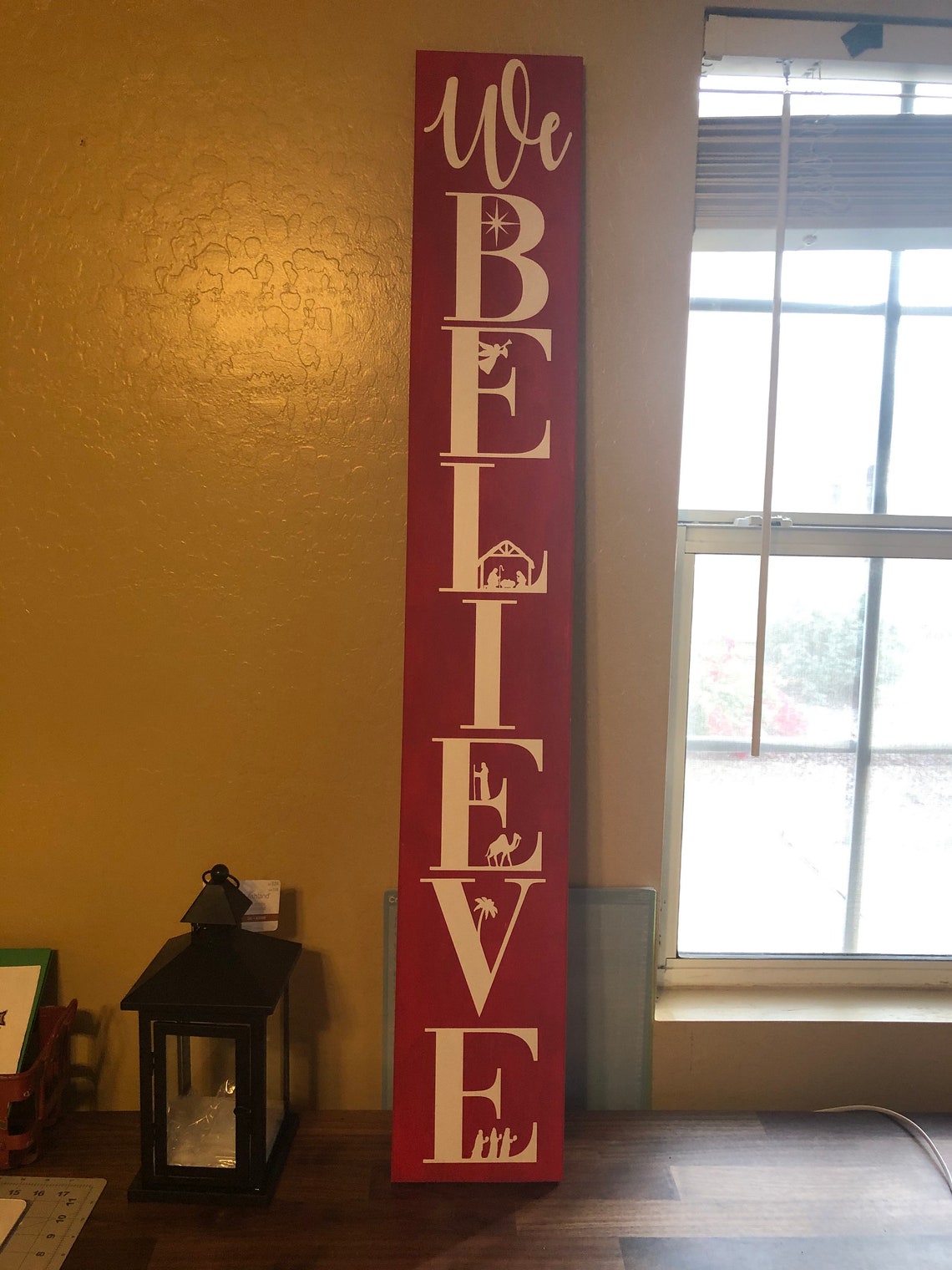 Christmas Nativity We Believe Porch Sign SVG, Wood Sign Design, Cricut ...