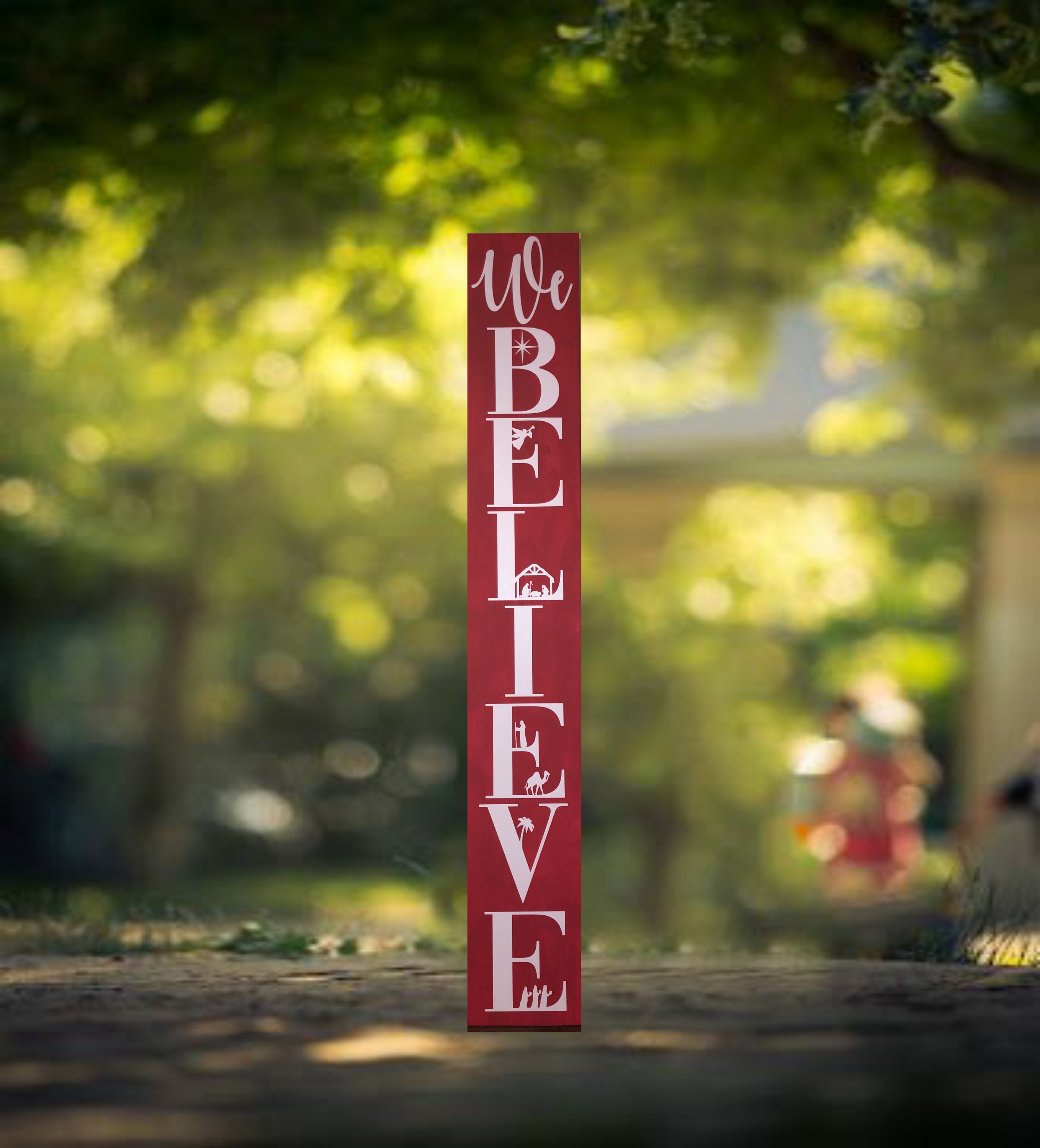 Christmas Nativity We Believe Porch Sign SVG, Wood Sign Design, Cricut ...