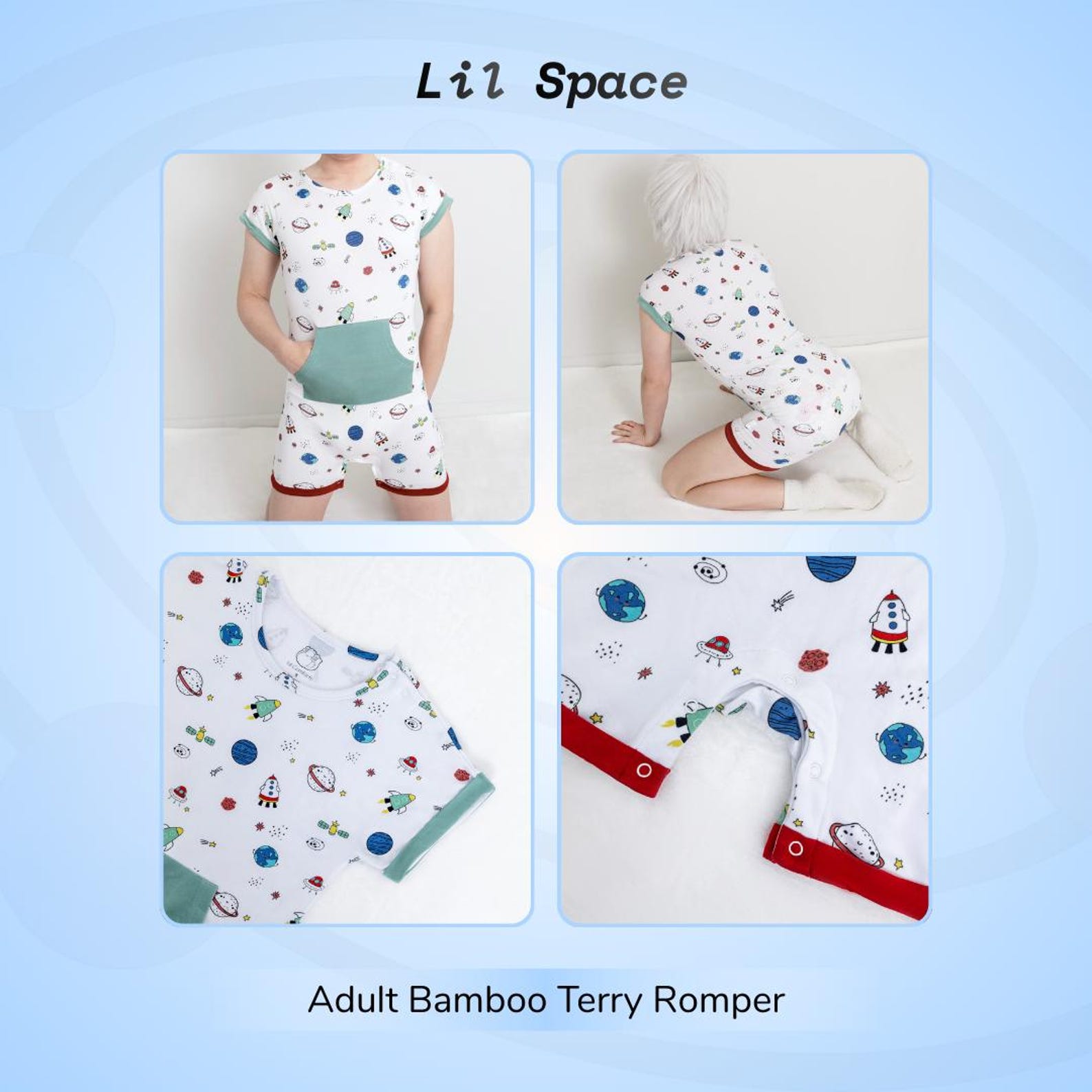 ABDL Adult Baby Romper (lil Space) Bamboo Terry Romper - Etsy