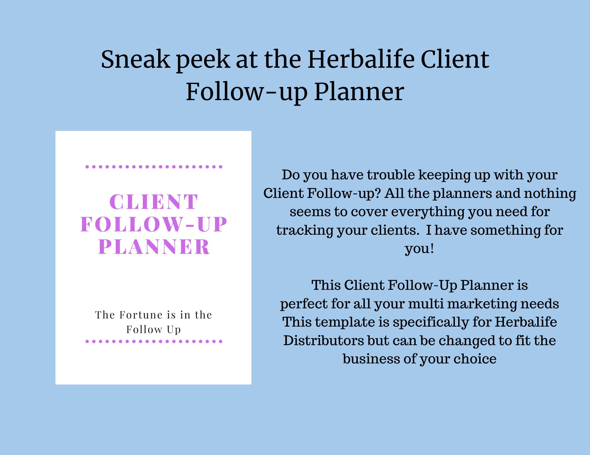 Customizable Client Follow-up Planner for Herbalife Distributors ...