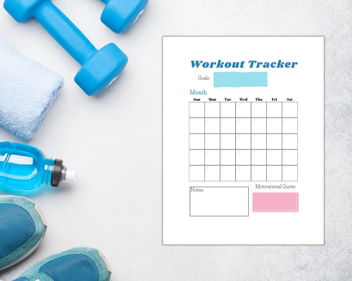 Workout Tracker Printable Calendar Two Sizes Available 8.5x11 - Etsy