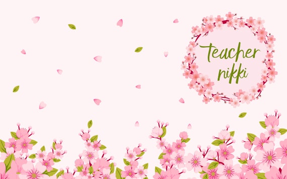 Personalized Cherry Blossom Classroom Background ESL Online | Etsy