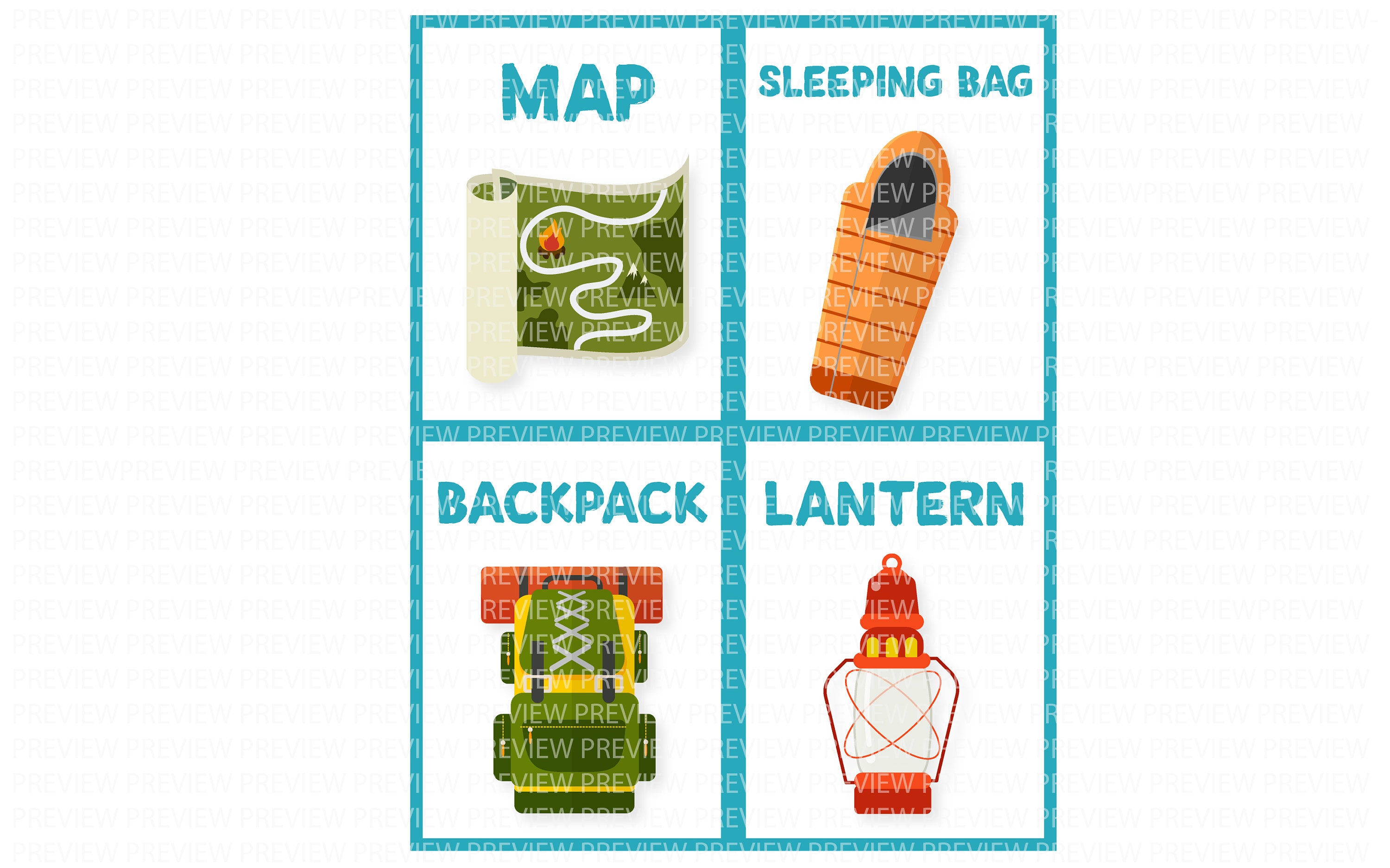 Camping Flashcards - Vipkid, Gogokid, ESL Online Teaching - Etsy