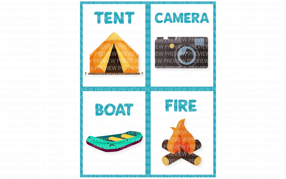 Camping Flashcards - Vipkid, Gogokid, ESL Online Teaching - Etsy