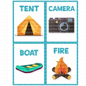 Camping Flashcards - Vipkid, Gogokid, ESL Online Teaching - Etsy