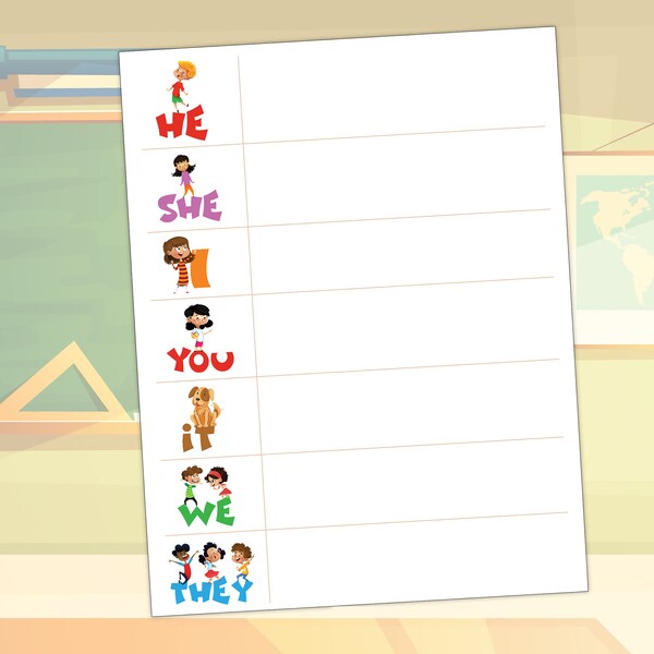 Pronoun Classroom Chart - Etsy