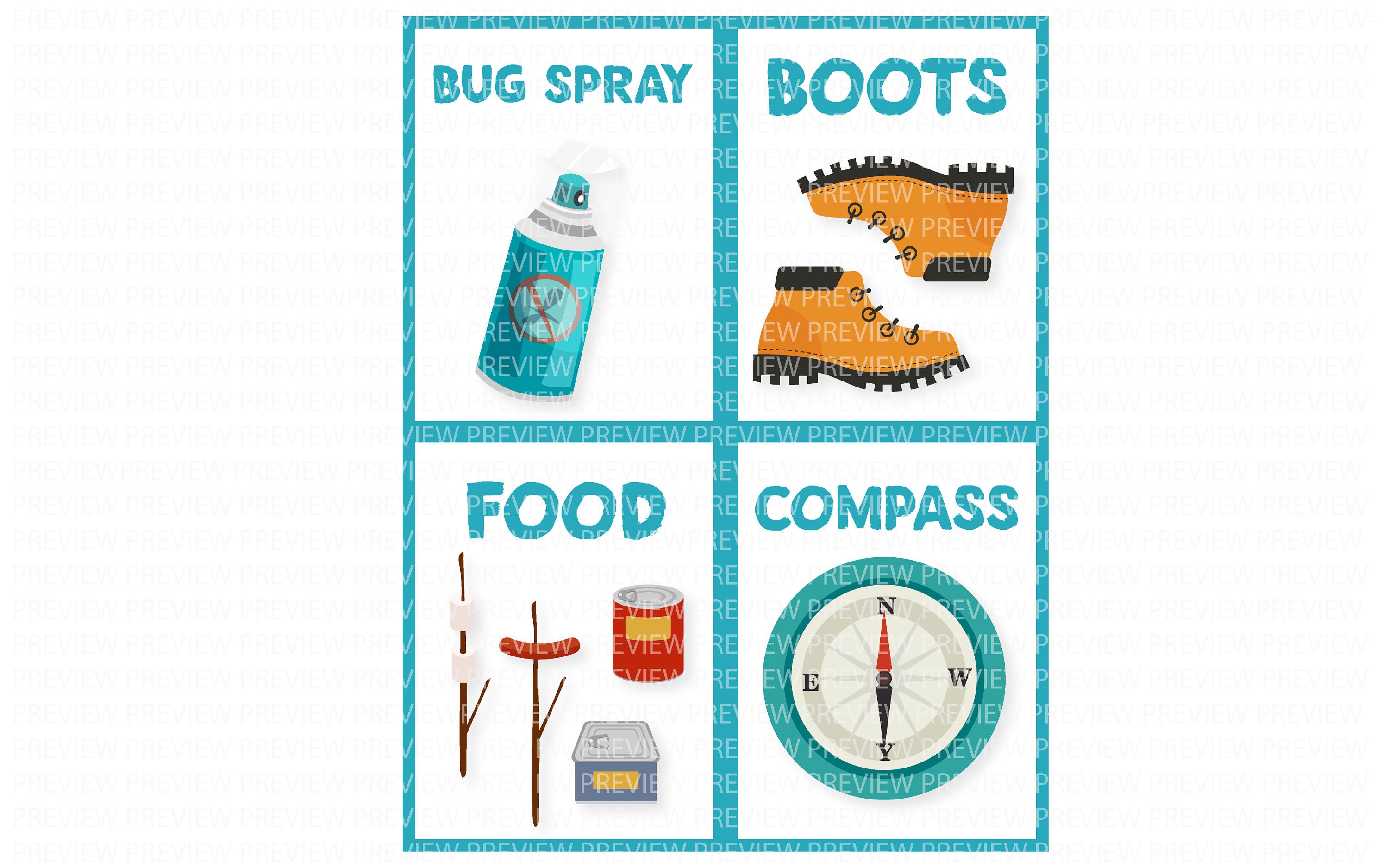 Camping Flashcards - Vipkid, Gogokid, ESL Online Teaching - Etsy