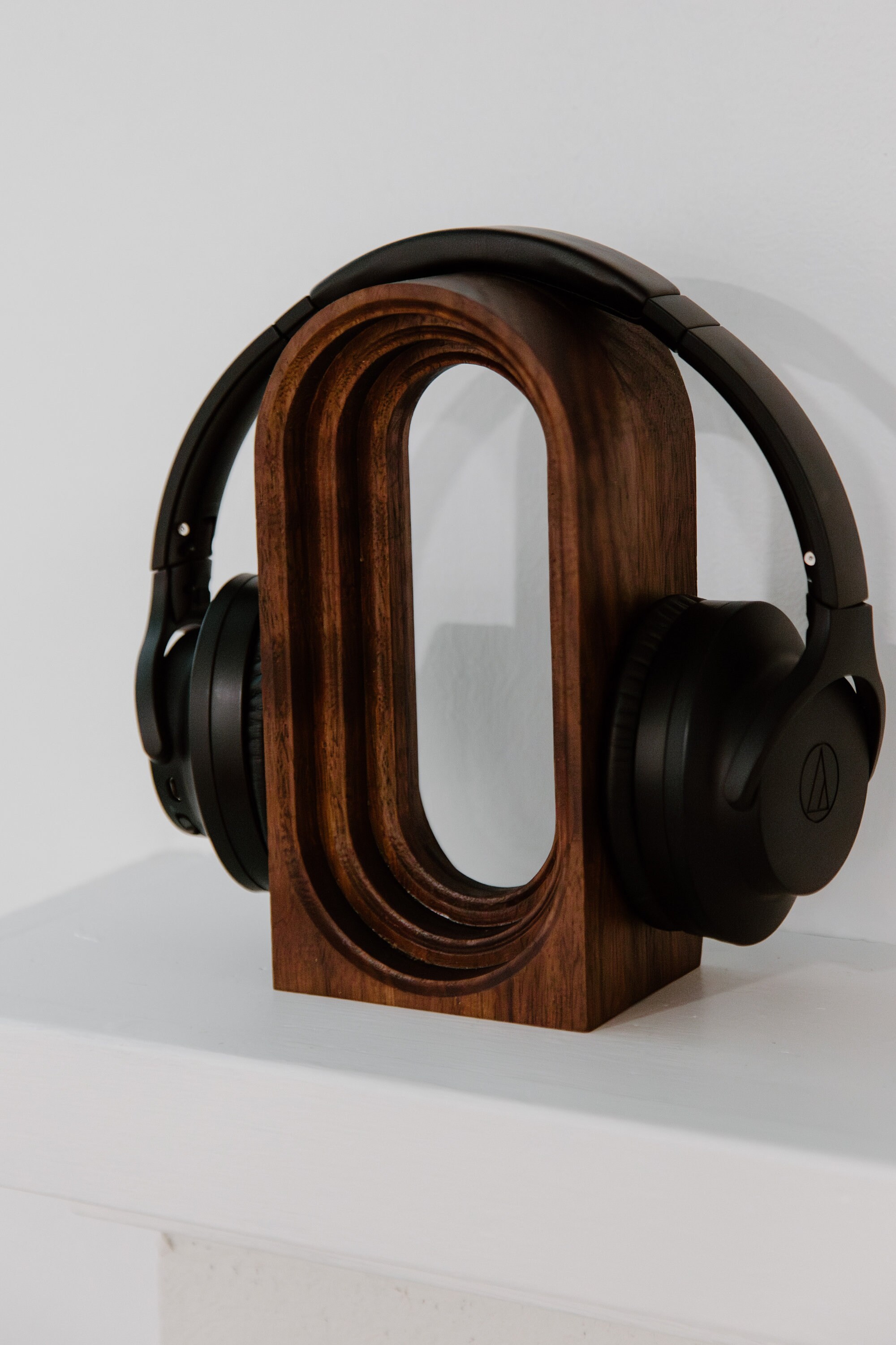 Walnut Wood Headphone Stand, Wood Work by B. Deacon - Etsy