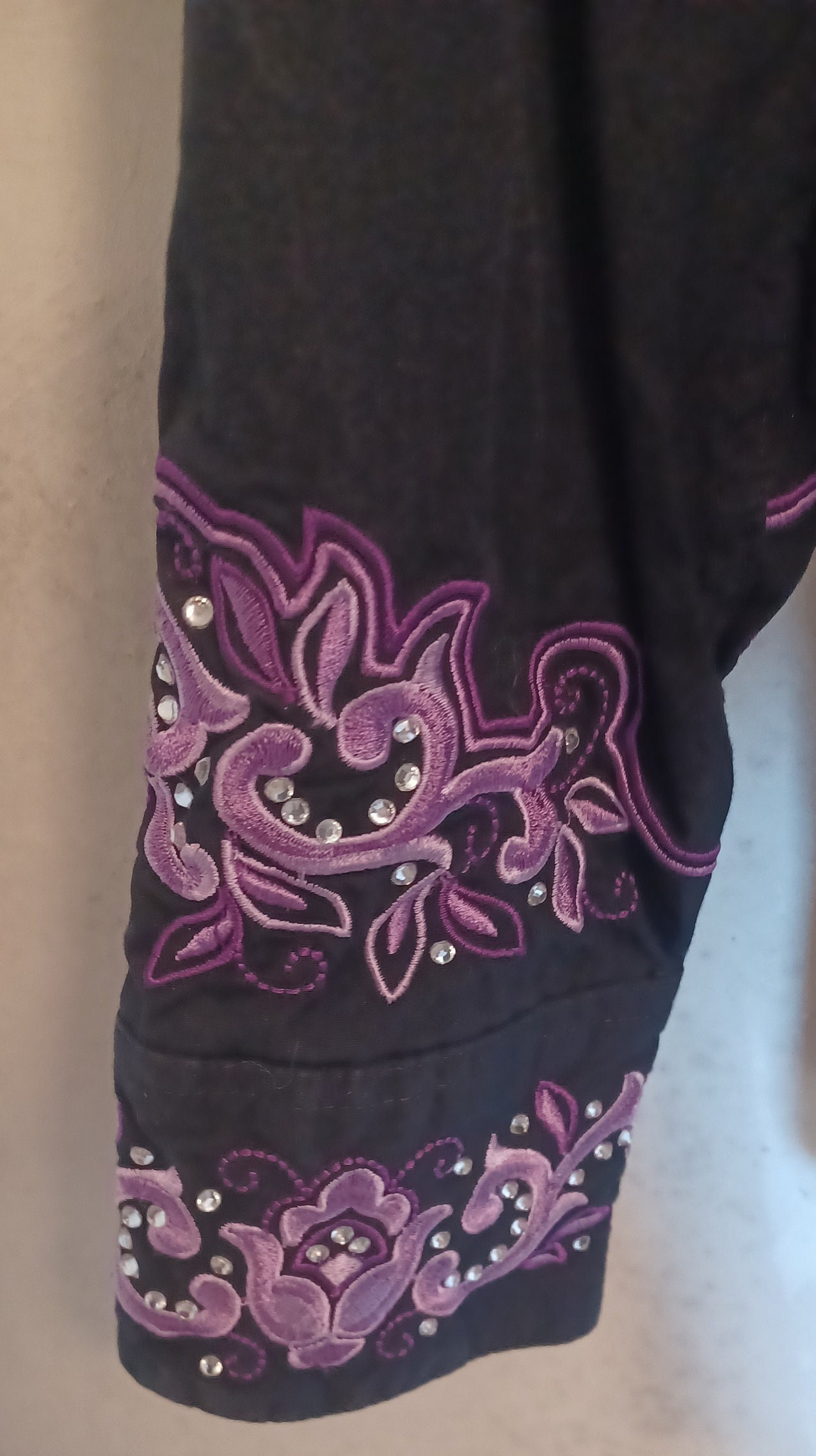 BLACK WESTERN SHIRT W/swirl Pattern Embroidery and Pearl Snap - Etsy