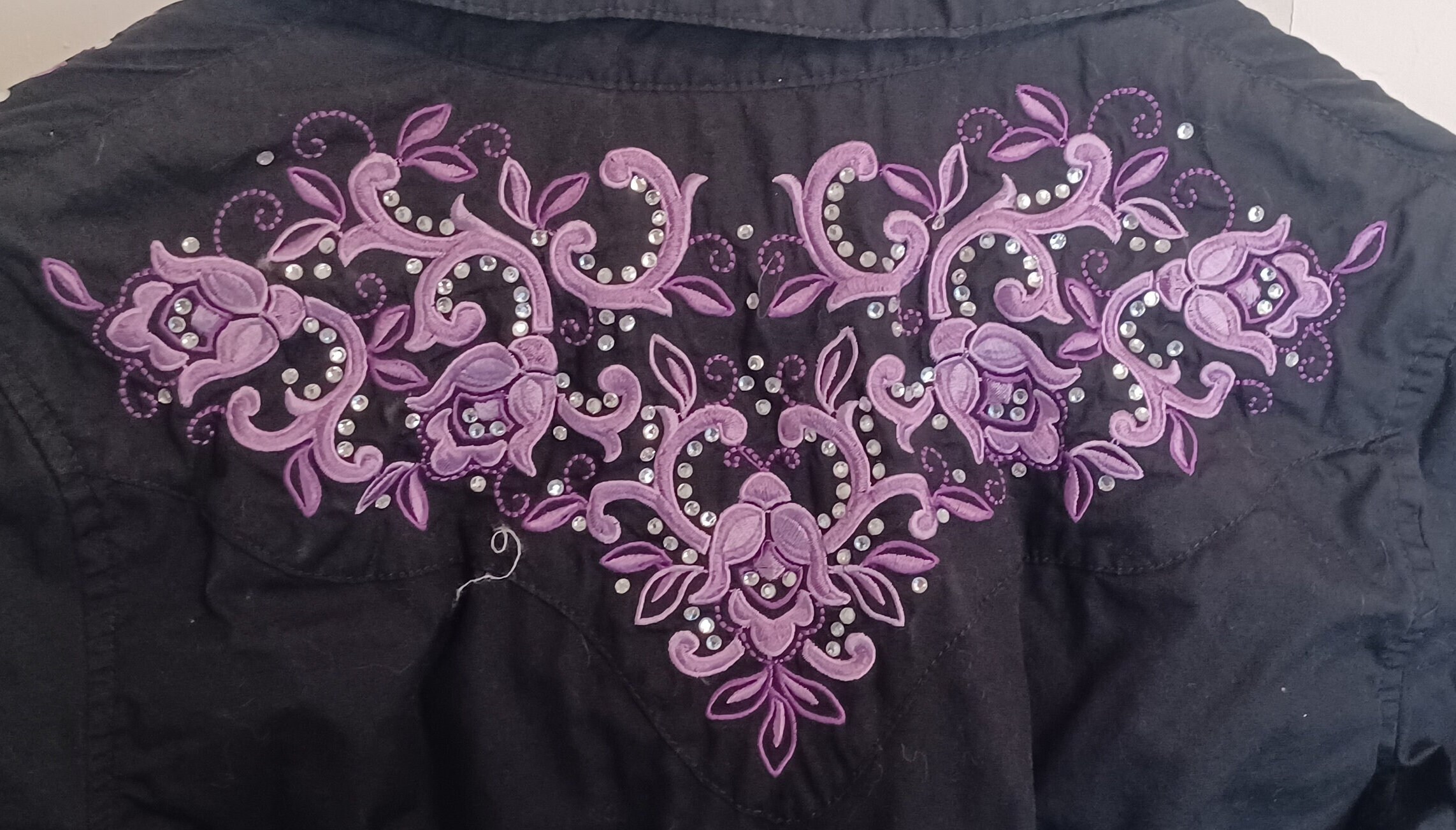 BLACK WESTERN SHIRT W/swirl Pattern Embroidery and Pearl Snap - Etsy