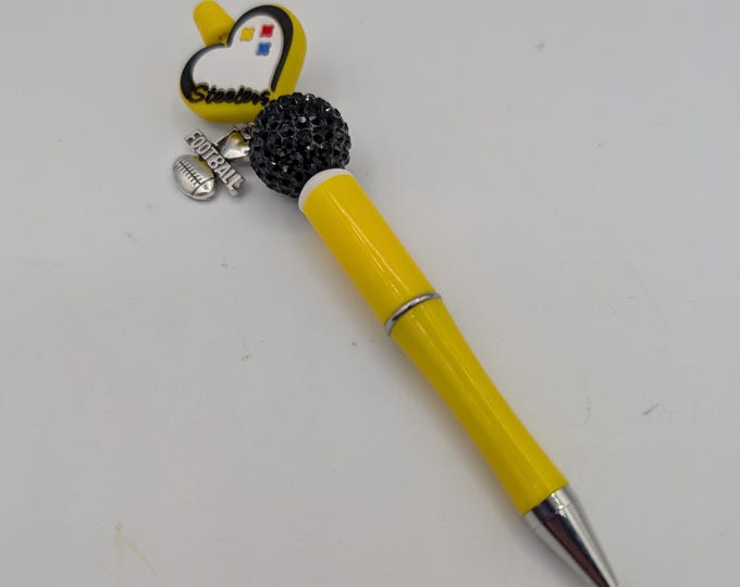 Sports Inspired Pen, Beadable Pen, Black and Yellow, Football Inspired ...