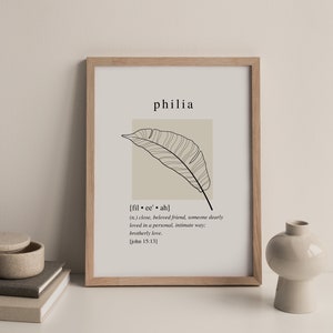 Philia Definition Printable Wall Art, Philia Greek Meaning Love Word ...