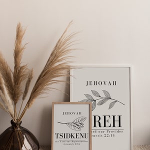 Set of 7 Printable Christian Wall Art. Names of God. Jehovah Jireh ...
