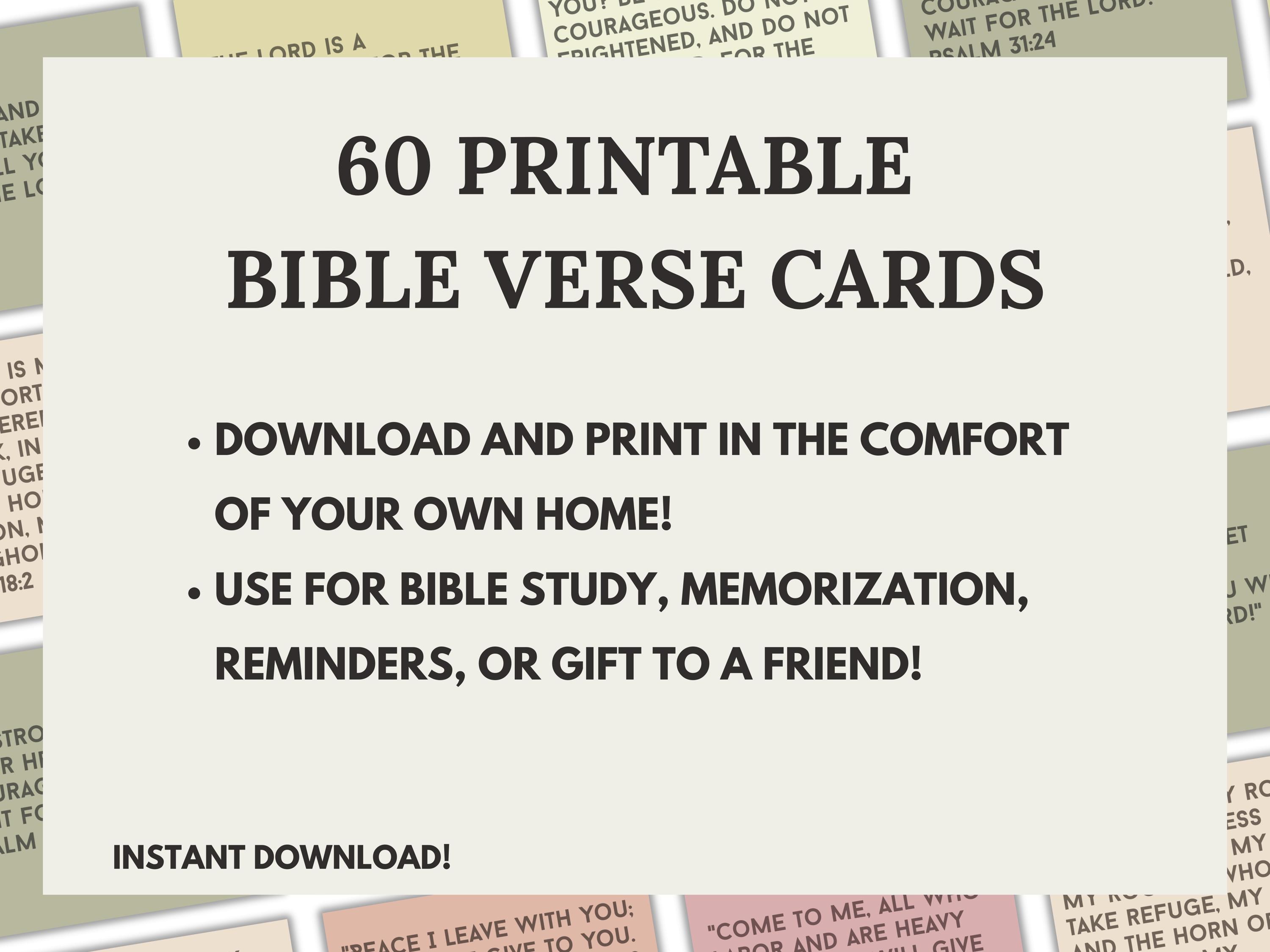 60 Inspirational Bible Verse Cards Printable | Prayer & Bible Study ...