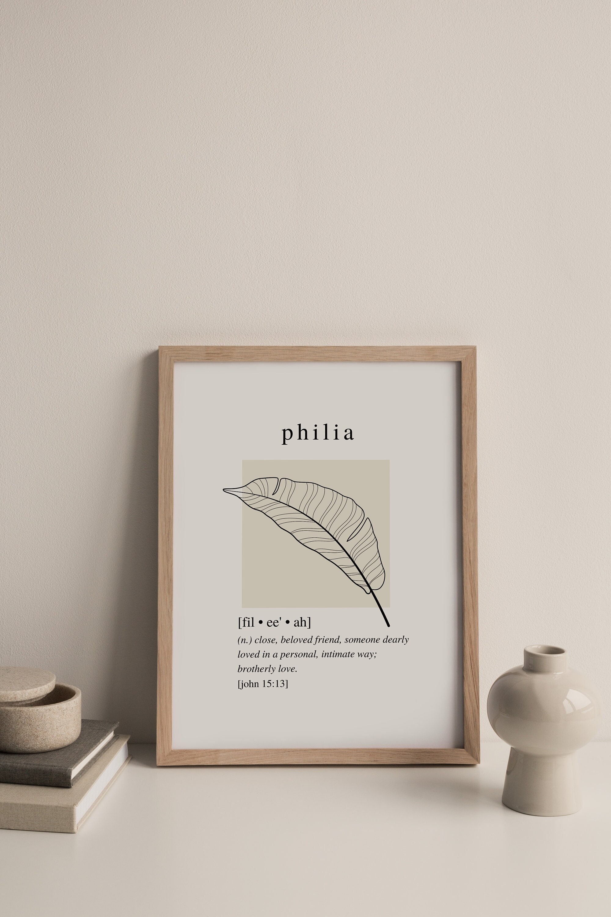 Philia Definition Printable Wall Art, Philia Greek Meaning Love Word ...