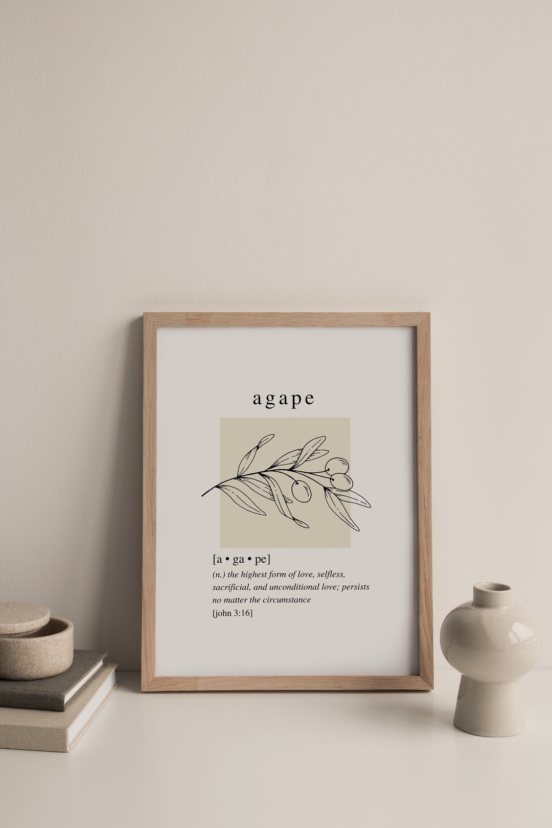Agape Definition Printable Wall Art, Agape Love Word Print Christian ...