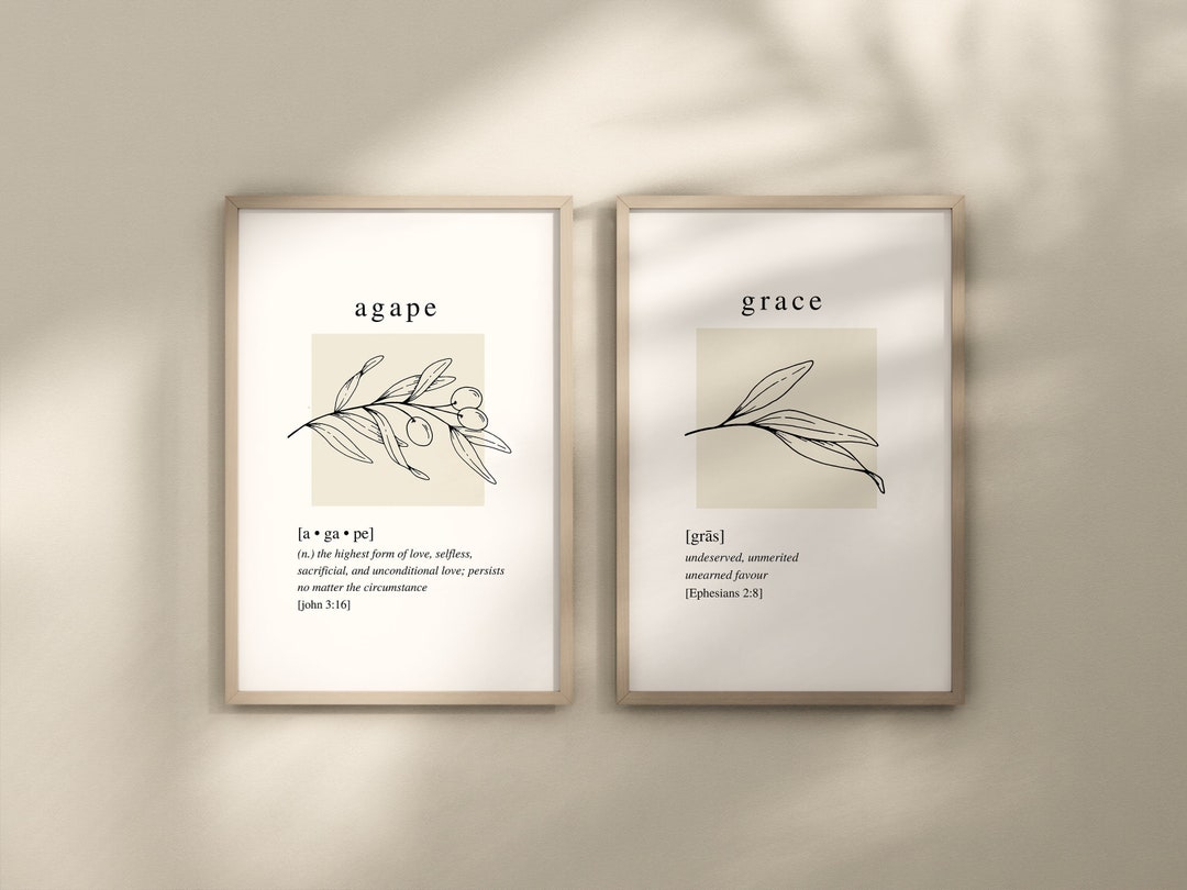 Agape & Grace Bundle Definition Printable Wall Art, Agape Love Word ...