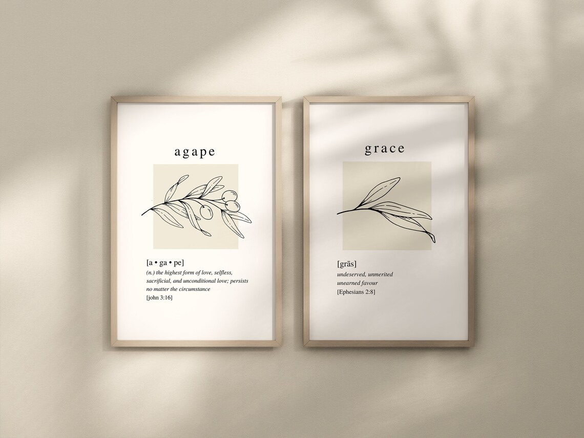 Agape & Grace Bundle Definition Printable Wall Art, Agape Love Word ...