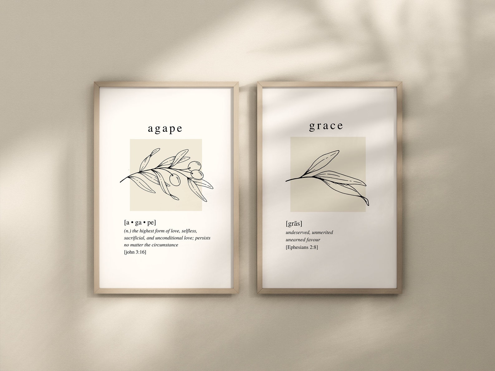 Agape & Grace Bundle Definition Printable Wall Art, Agape Love Word ...