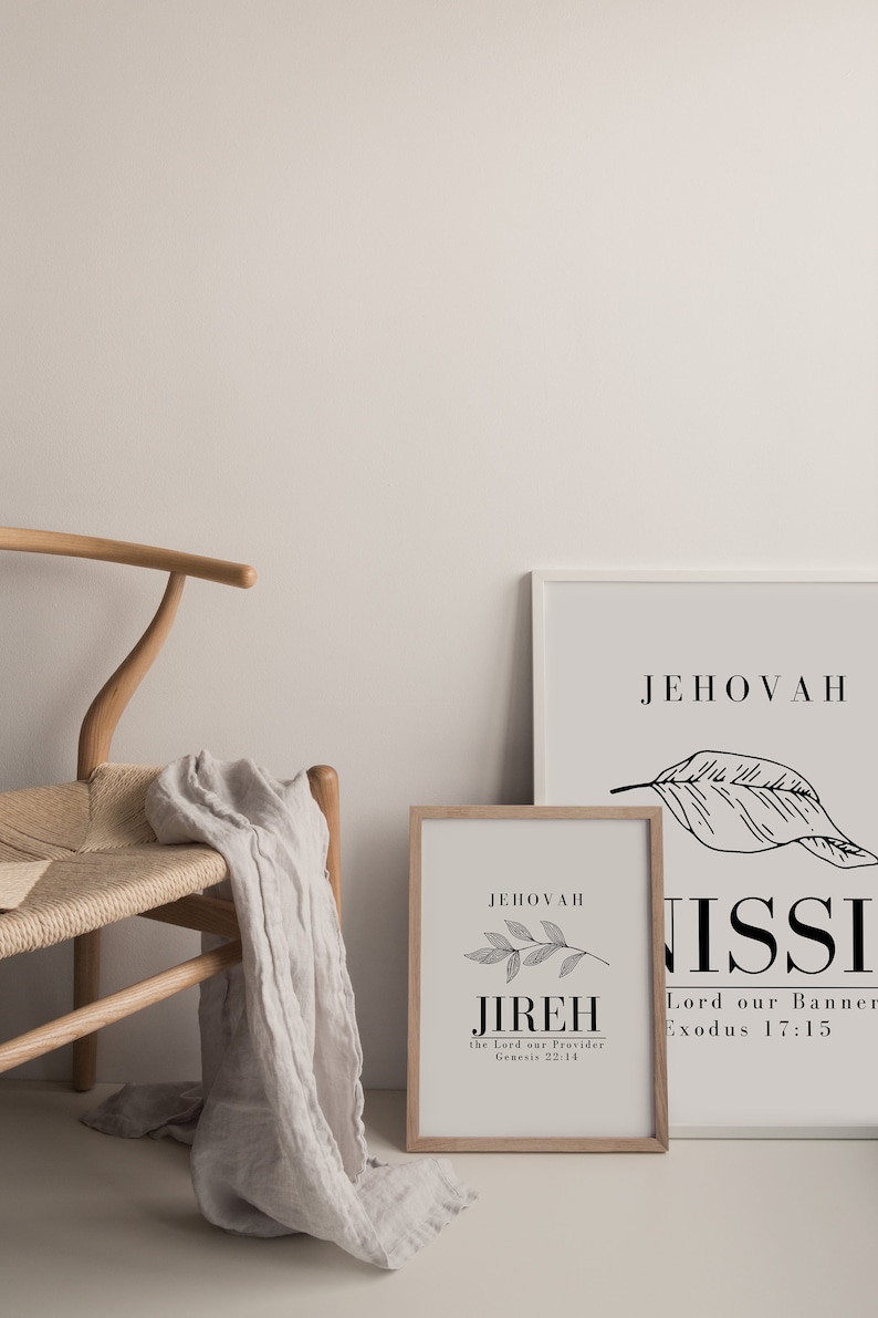 Set of 6 Printable Christian Wall Art. Names of God. Hebrew Jehovah ...