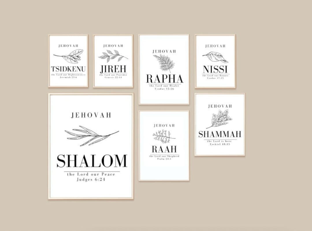 Set of 7 Printable Christian Wall Art. Names of God. Jehovah Jireh ...