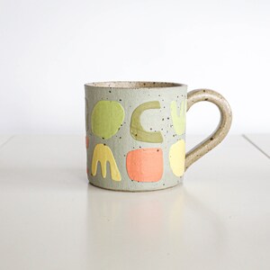 Stoneware Hand Painted/handmade Ceramic Mug, Tactile Embossed Playful ...