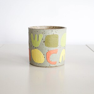 Stoneware Hand Painted/handmade Ceramic Mug, Tactile Embossed Playful ...