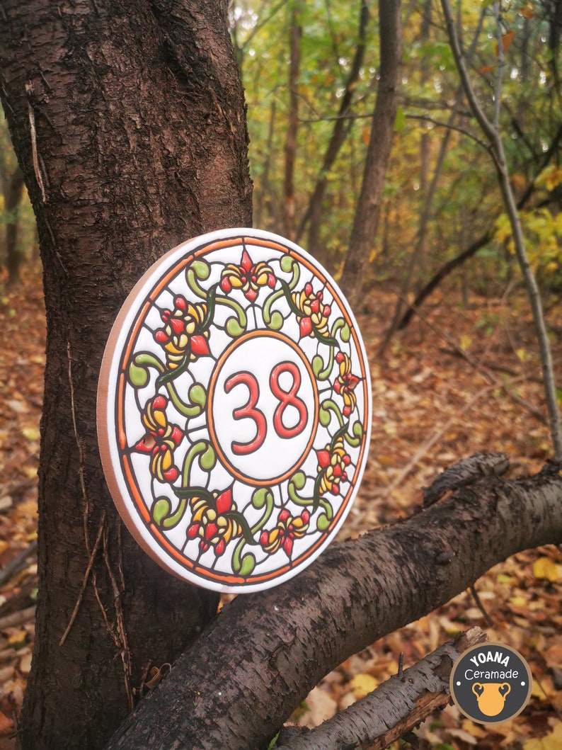 Hand Painted Ceramic House Number Plaque Custom Address - Etsy