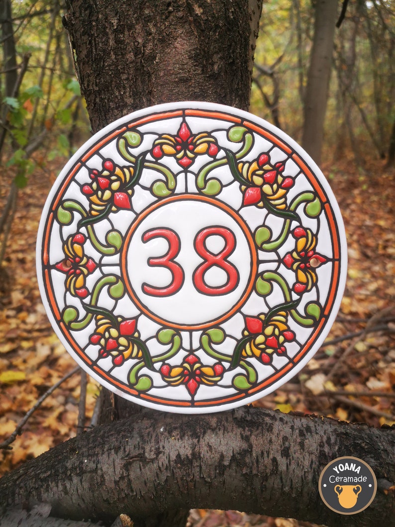 Hand Painted Ceramic House Number Plaque Custom Address - Etsy