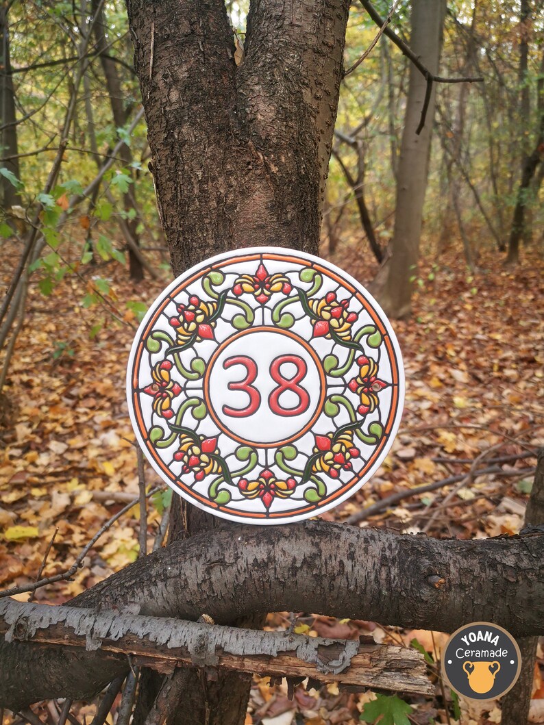 Hand Painted Ceramic House Number Plaque Custom Address - Etsy