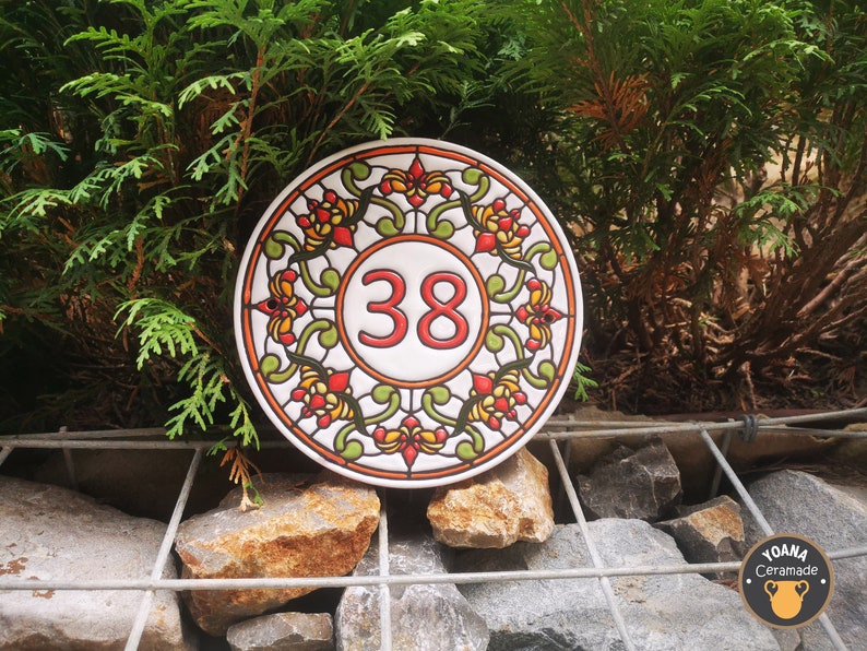 Hand Painted Ceramic House Number Plaque Custom Address - Etsy