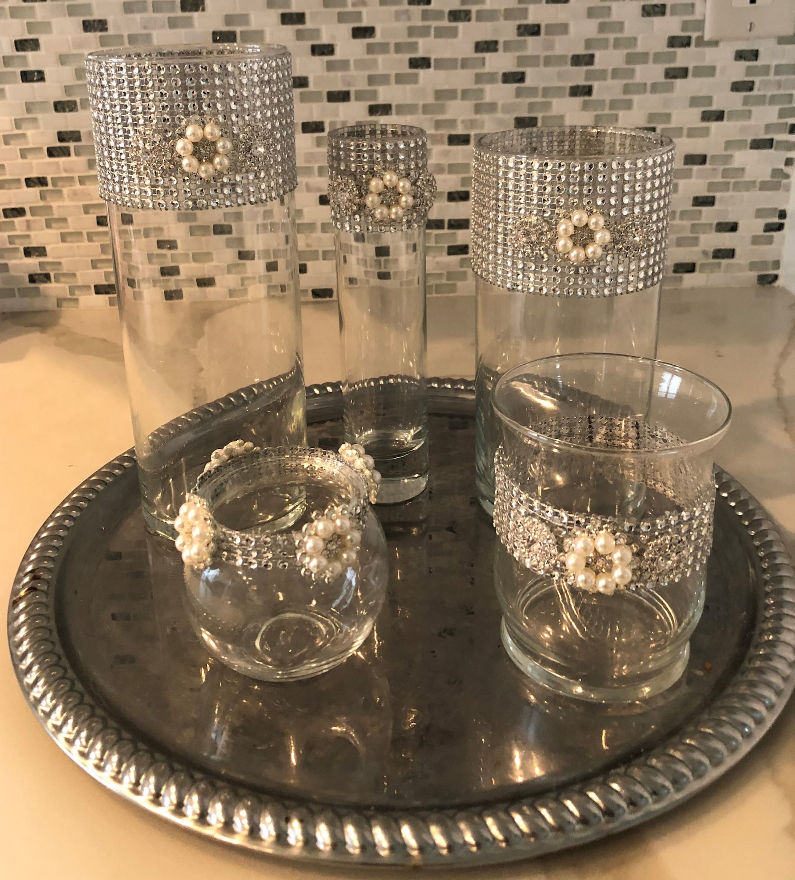 5-piece Centerpiece Set OR Individual Vases for Wedding, Shower, Sweet ...