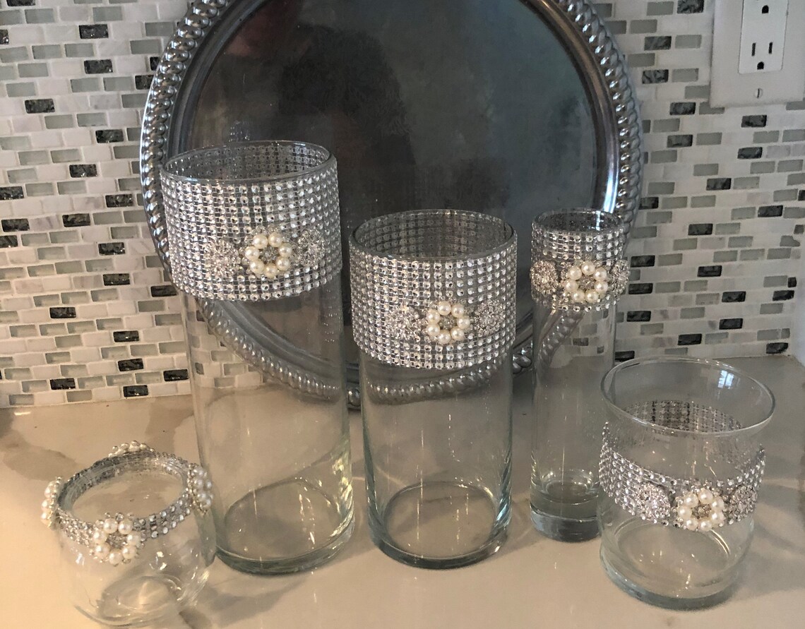 5-piece Centerpiece Set OR Individual Vases for Wedding, Shower, Sweet ...