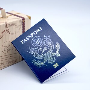 DIY Surprise Mini GOLD Foil USA Passport & Mini Suitcase Reveal Gift ...