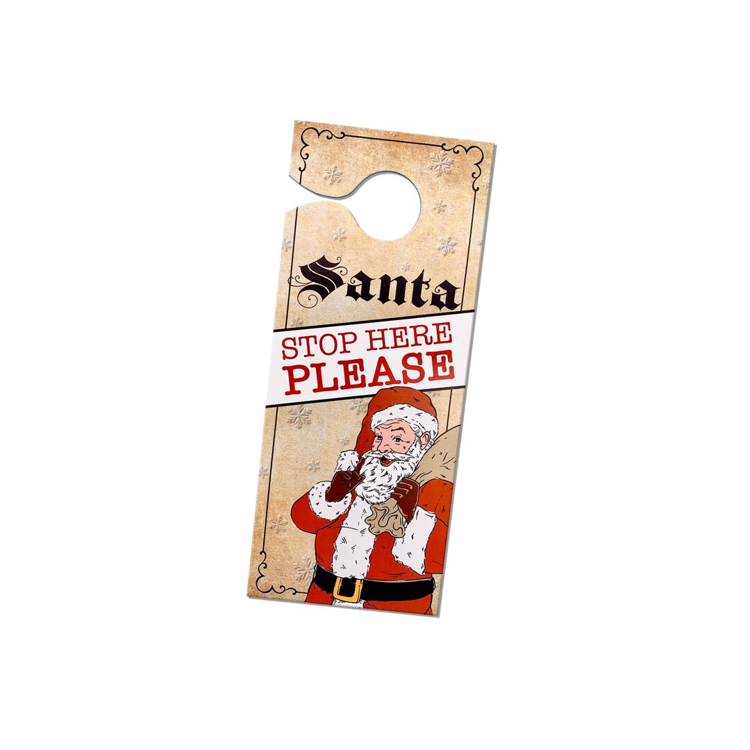 Vintage Santa 'stop Here' Door Hanger, Christmas Eve Decor - Etsy